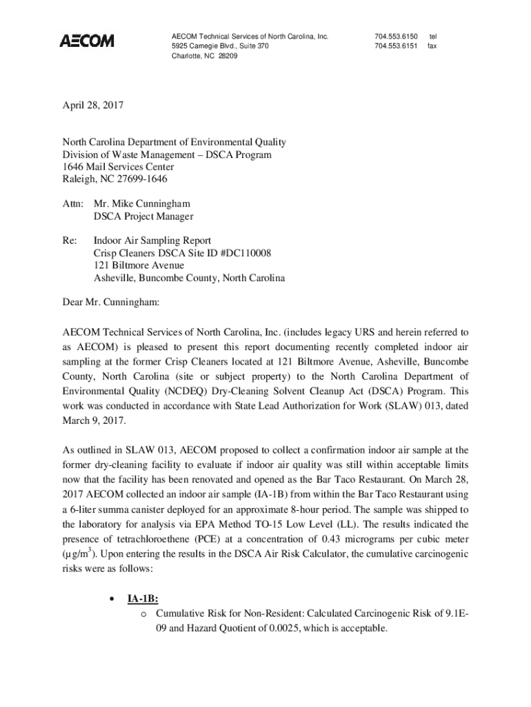 Fillable Online Aecom Technical Services of North Carolina, Inc ...