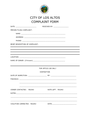 Fillable Online Online Traffic Complaint FormCity of Los Altos ...