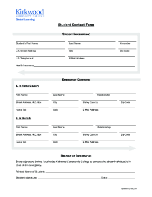 Fillable Online Student Contact Form Fax Email Print - pdfFiller