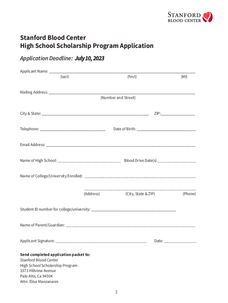 Fillable Online Stanford Blood Center - Stanford Medicine Children's Health Fax Email Print ...