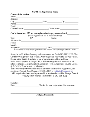 Fillable Online wpforms.comtemplatescar-show-registration-formUse the ...