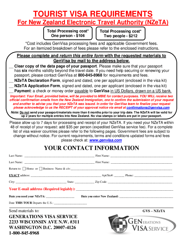 Fillable Online The New Zealand Tourist VisaEverything You Need to Know Fax Email Print - pdfFiller