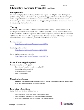 Fillable Online Chemistry Formula Triangles Lab Sheet - iTeachly.com ...