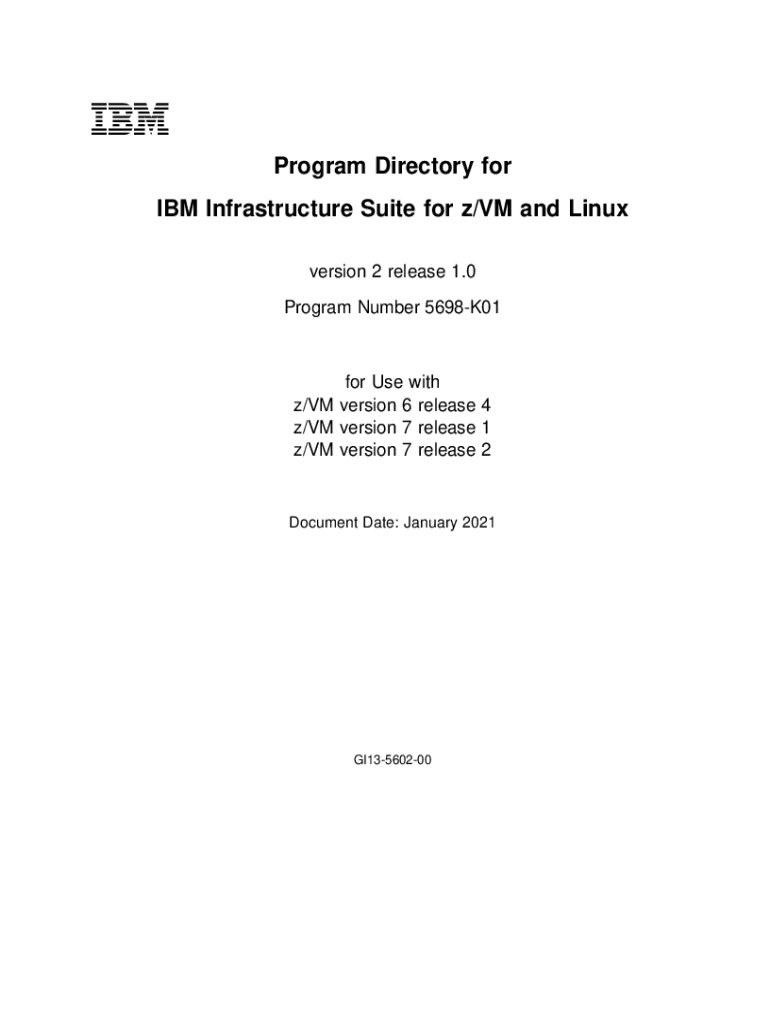 Fillable Online Program Directory For Ibm Infrastructure Suite For Zvm And Linux Fax Email