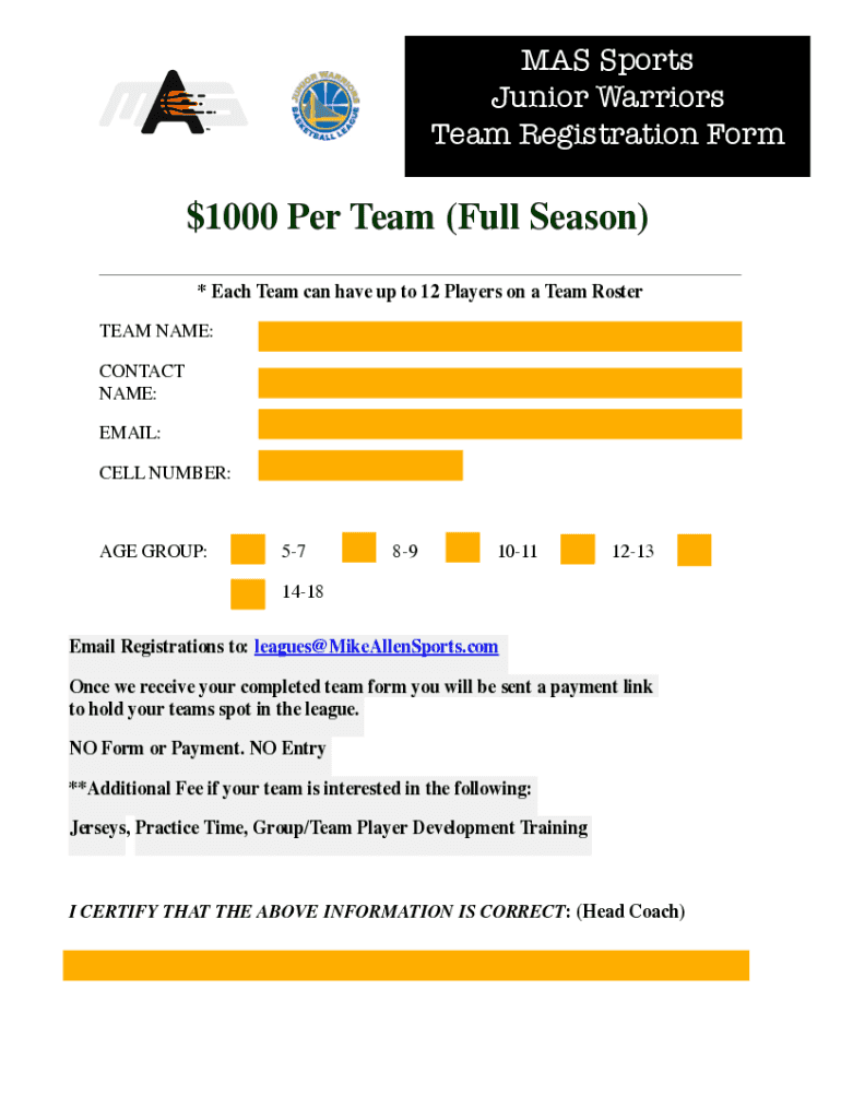 Fillable Online Sports team registration form - templates.office.com ...