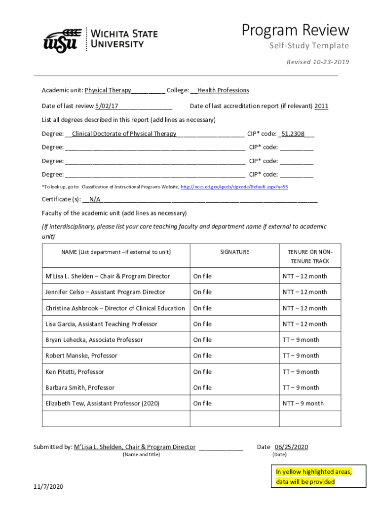 Fillable Online Academic Program Review: Guidelines for Self-Study andSelf-Study ...