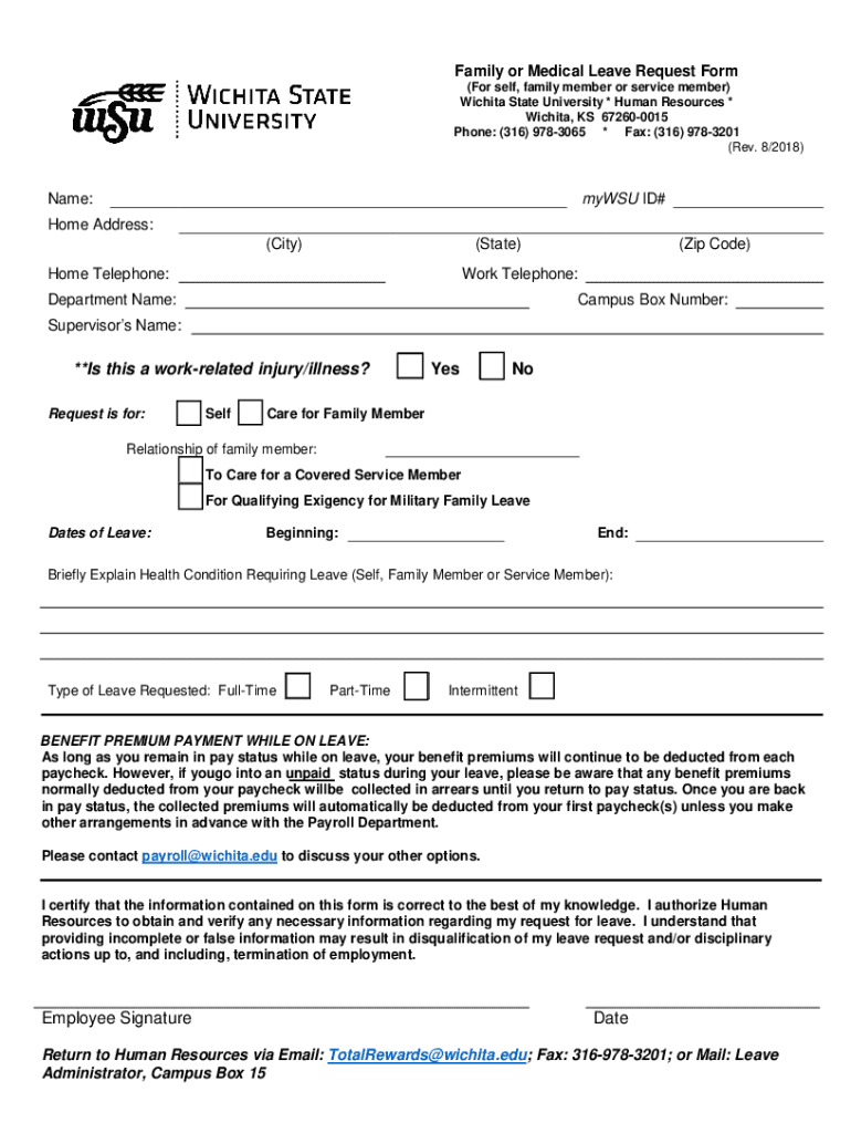Fillable Online Family or Medical Leave Request Form Fax Email Print ...