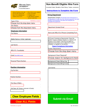 Fillable Online Fill - Free fillable Non-Benefit Eligible Hire Form PDF ...