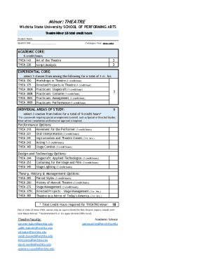 Fillable Online THEA Minor & Certificates - Checksheet Editable Form ...