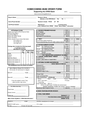 Fillable Online Homecoming Mum Order Form Template - signNow Fax Email ...
