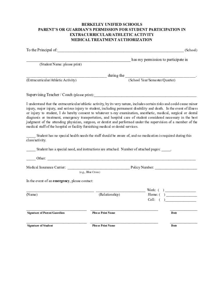 Fillable Online K-12-Form-Extracurricular-Athletics-Medical-Treatment ...