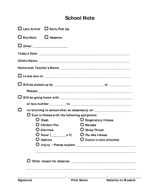Fillable Online School Note Fax Email Print - pdfFiller