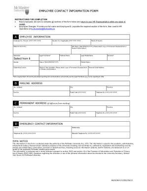 Fillable Online 47 Printable Employee Information Forms (Personnel ...