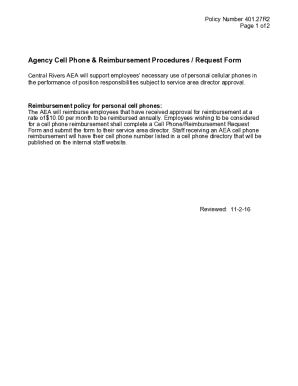 Fillable Online Cell Phone Reimbursement Request Form - Central Rivers ...