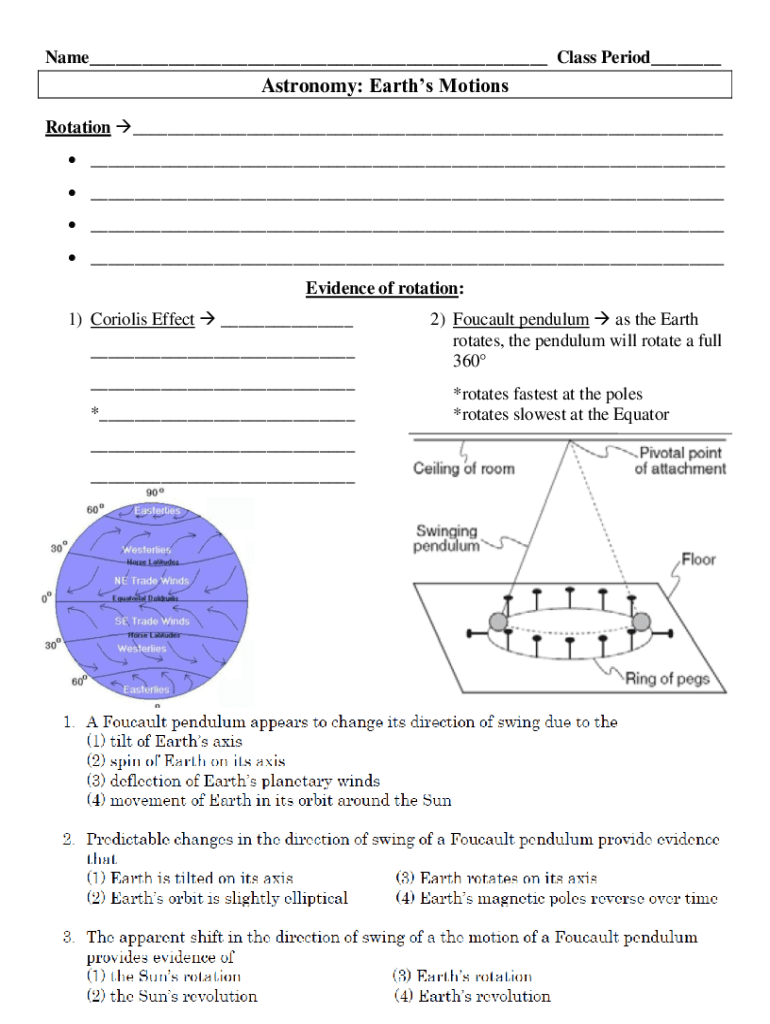 Fillable Online Earth's Rotation & Revolution: Crash Course Kids 8.1 ...