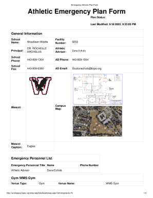 Fillable Online Emergency Action Plans for Athletic Departments ...