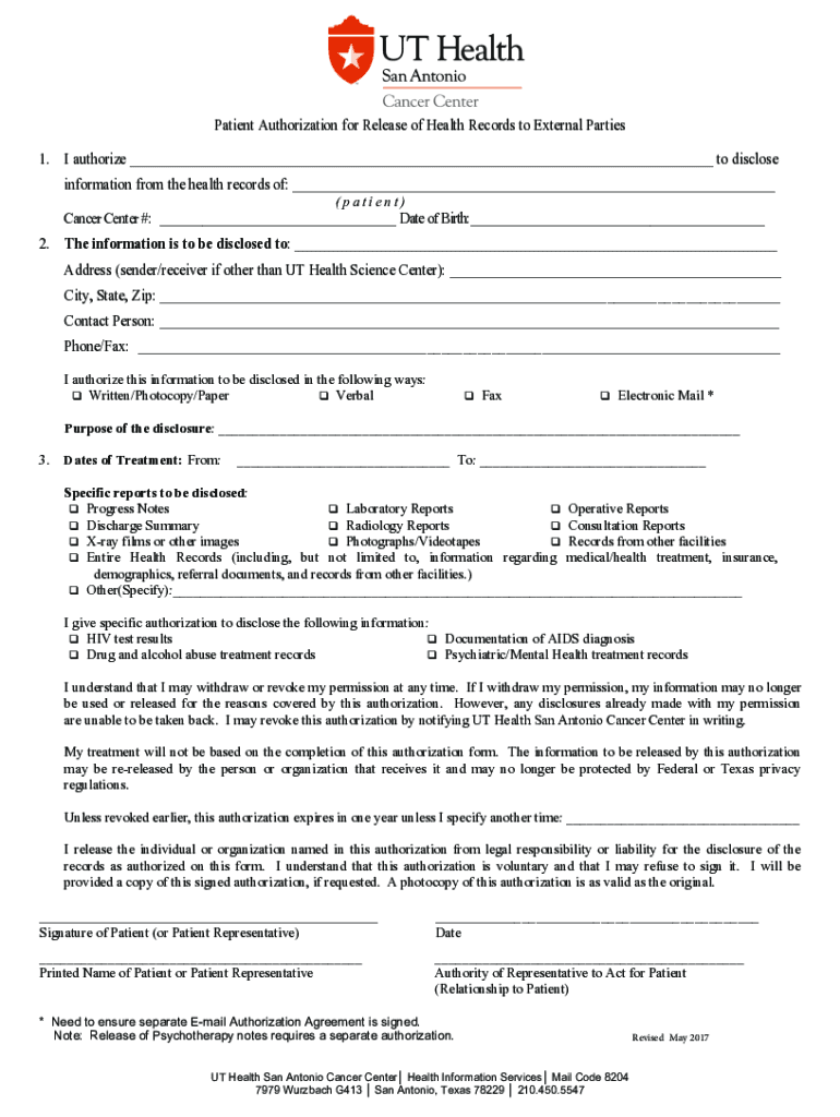 Fillable Online Free Patient Authorization Forms (WordPDF ...
