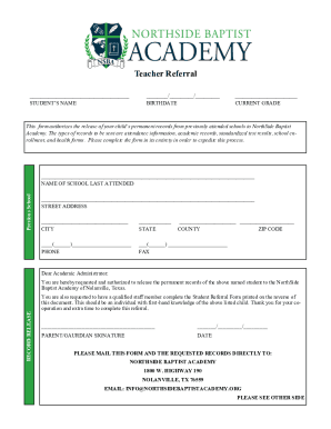 Fillable Online Teacher Referral Form: Social Worker Form ...