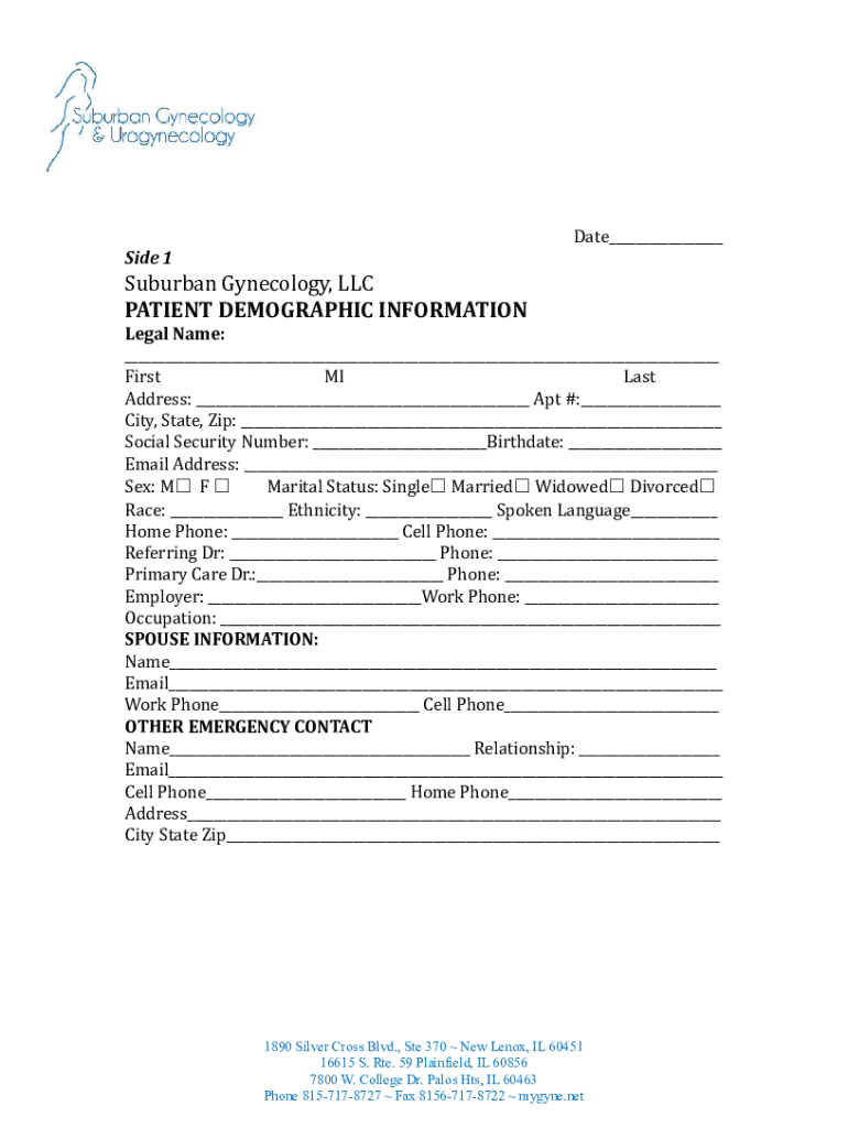 Fillable Online 2021 Patient demographic form.docx Fax Email Print ...
