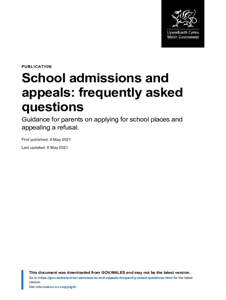 Fillable Online gov.walesschool-admissions-and-appealsSchool admissions ...
