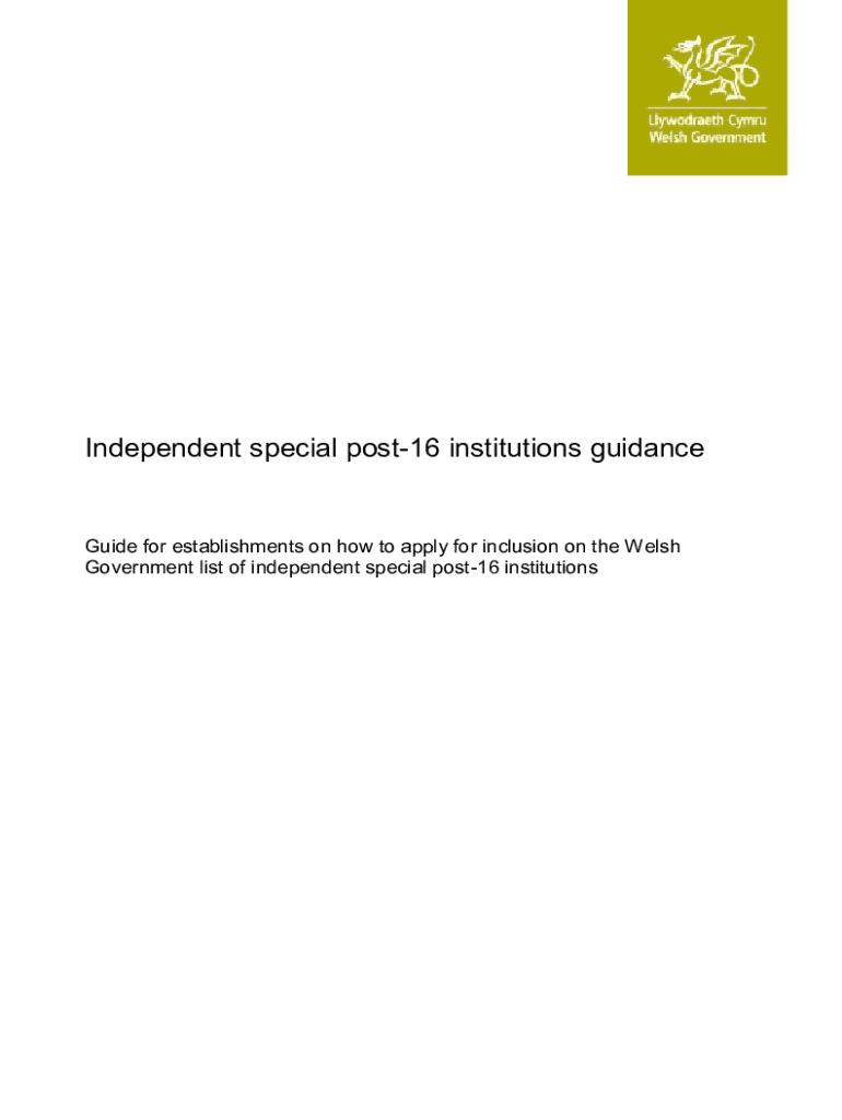 Fillable Online Guide for independent special institutions applying for ...