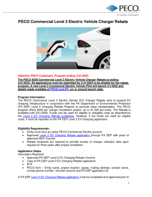 Fillable Online PECO Unveils New Electric Vehicle Charging Rebate ...