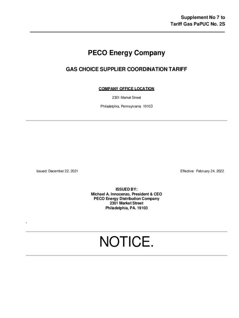 Fillable Online Supplement No. 12 to ELECTRIC PA P.U.C NO. 7 PECO ...
