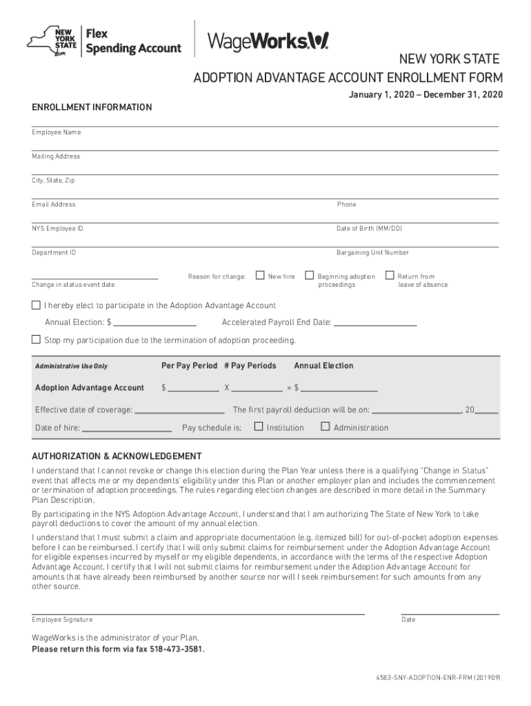 Fillable Online NEW YORK STATE ADOPTION ADVANTAGE ACCOUNT ... Fax Email Print - pdfFiller