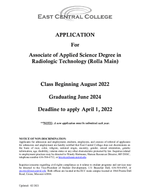 Fillable Online Associate in Applied Science in Radiologic Technology ...