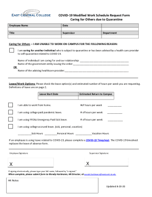 Fillable Online COVID-19 Modified Work S chedule Request Form Caring ...