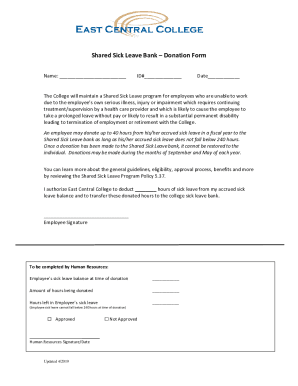 Fillable Online Fillable Shared Sick Leave Bank Donation Form (East ...