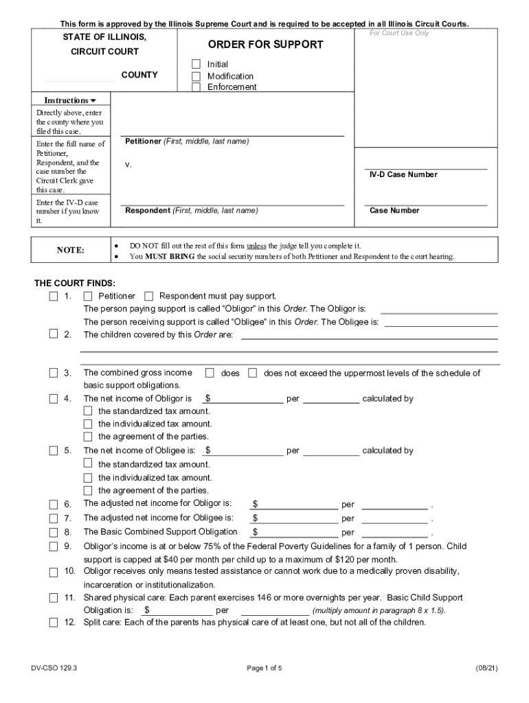 Fillable Online Illinois Standardized Forms - Approved - Order for ...