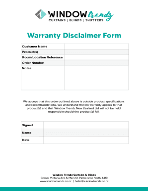Fillable Online Product Warranty DisclaimersThe Best Free Disclaimer ...