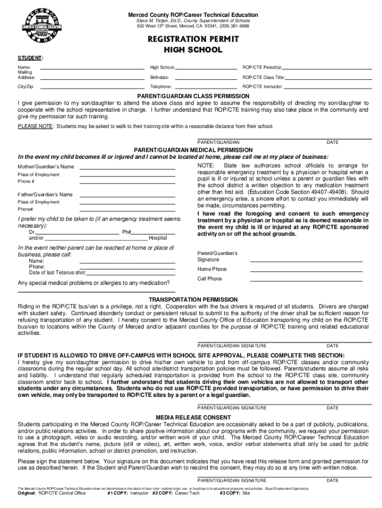 Fillable Online Merced County Regional Occupational Program Fax Email Print - pdfFiller