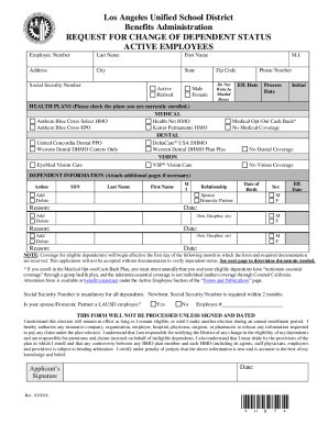 Fillable Online Retiree Benefits Guide - Los Angeles Unified School ...