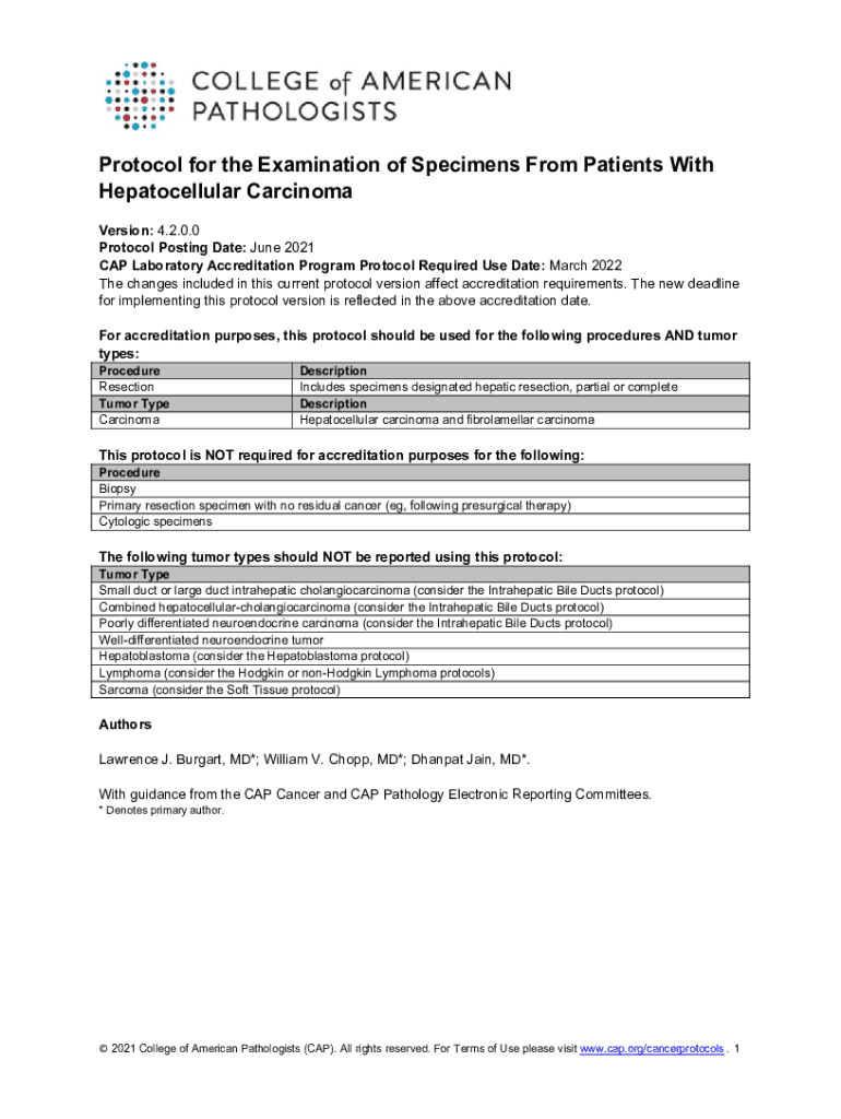 Fillable Online Protocol for the Examination of Specimens From Patients ...