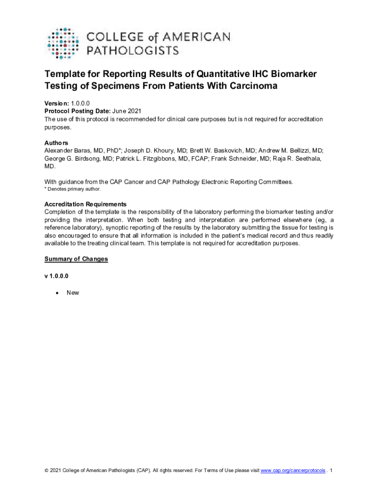 Fillable Online Template for Reporting Results of Quantitative IHC ...