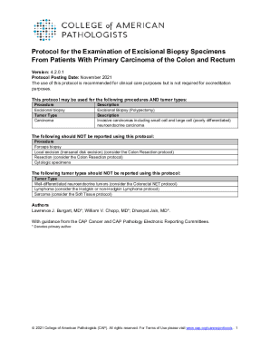 Fillable Online Protocol for the Examination of Excisional Biopsy ...