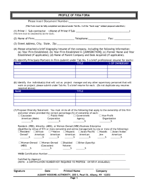 Fillable Online Profile of Firm Form - DHA Housing Solutions for North ...