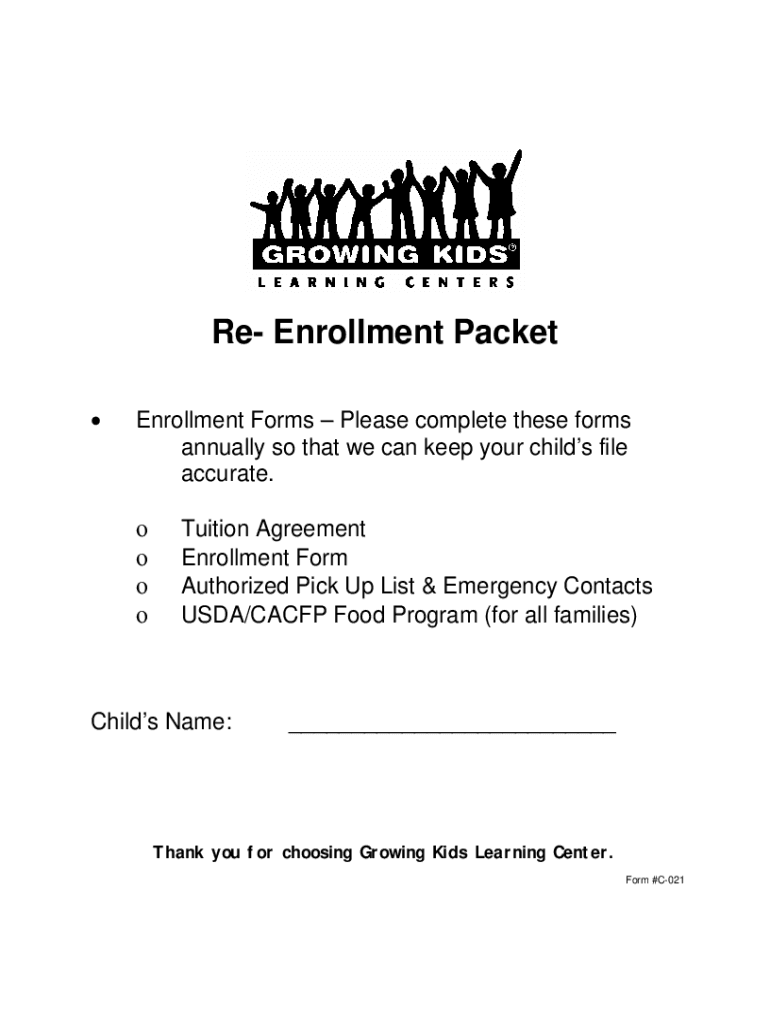 Fillable Online 1. RE-ENROLLMENT FORM: 2020-2021 PLEASE PRINT Parent ...