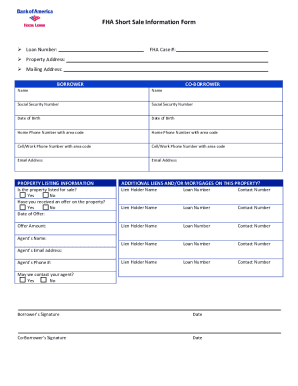 Fillable Online FHA Short Sale Information Form Fax Email Print - pdfFiller