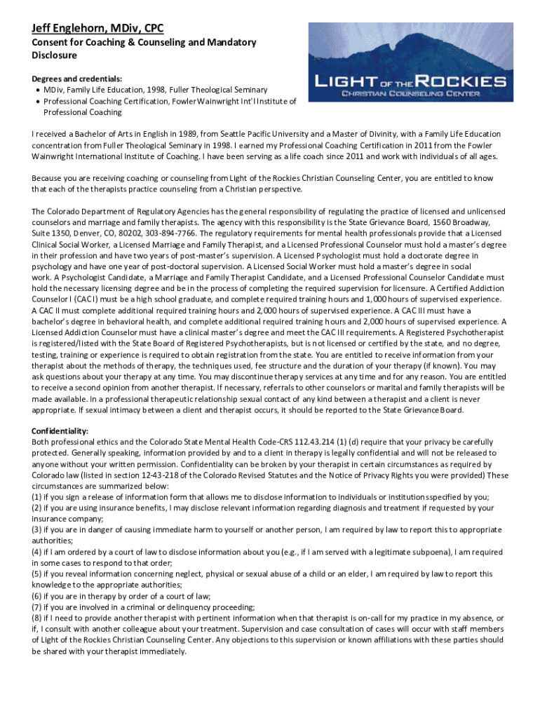 Fillable Online Coaching Client Agreement and Informed Consent - The ...