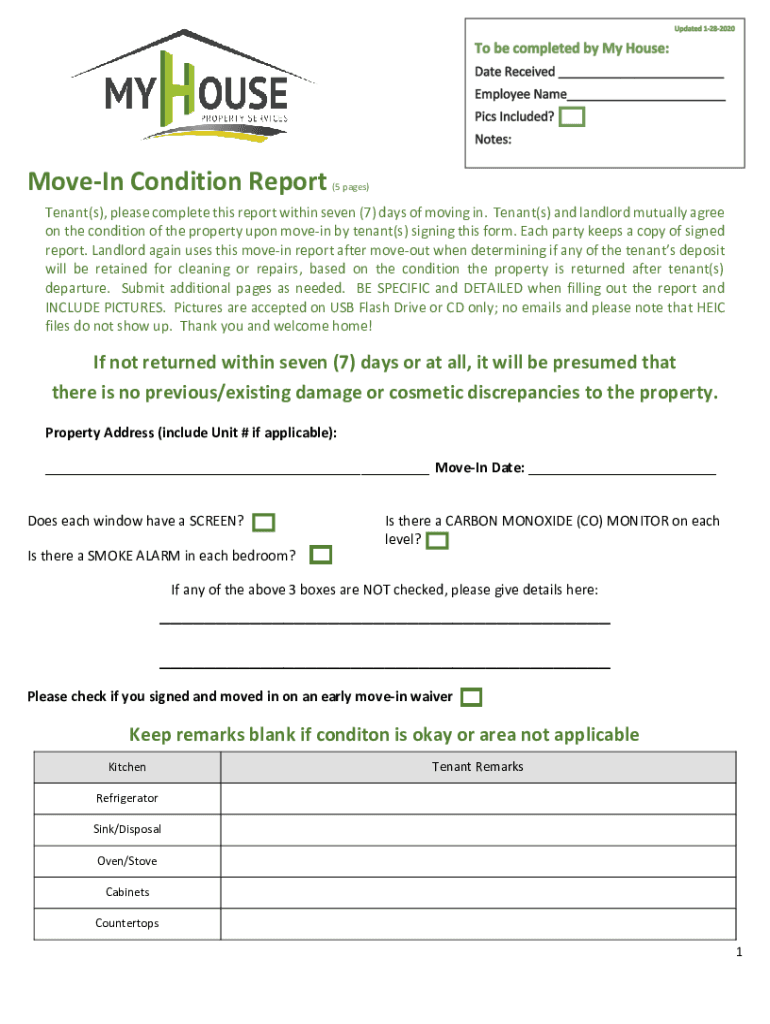 Fillable Online Free Move-in / Move-out ChecklistLandlord-Tenant ...