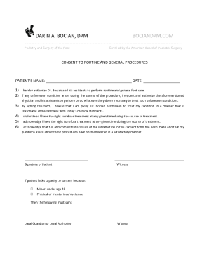 Fillable Online Dr. Darin Bocian, MD, Podiatry and All Podiatric ...