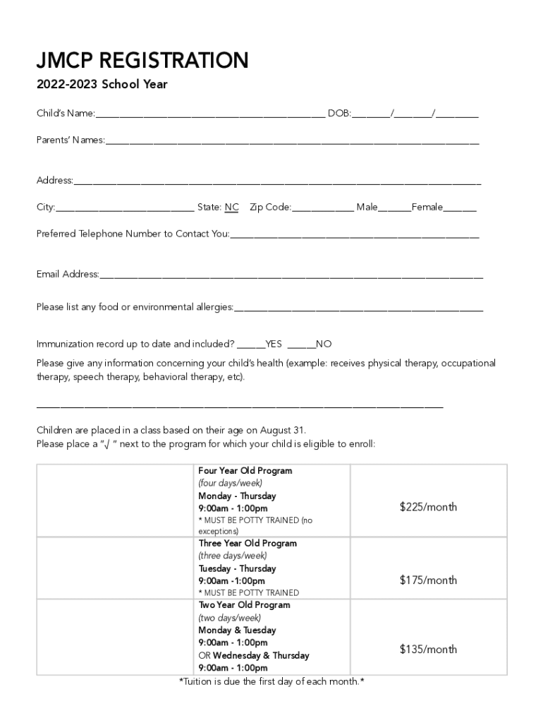 Fillable Online Registration Form 2022-23 Fax Email Print - pdfFiller