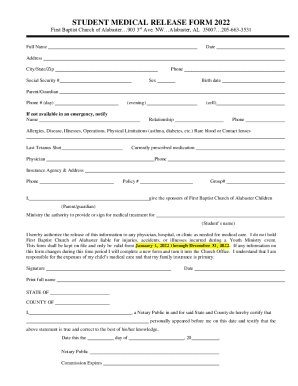 Fillable Online matthewroad.orgmedical-release-form-studentsStudent ...