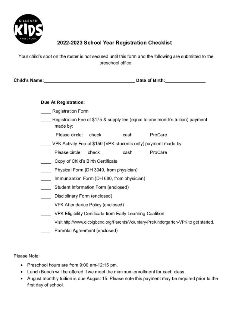 Fillable Online 20+ School Checklist Templates in Google ...