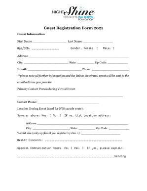 Fillable Online Guest Registration Form 2021 Fax Email Print - pdfFiller
