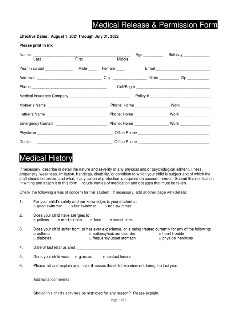 Fillable Online Medical Release Form - storage.snappages.site Fax Email Print - pdfFiller