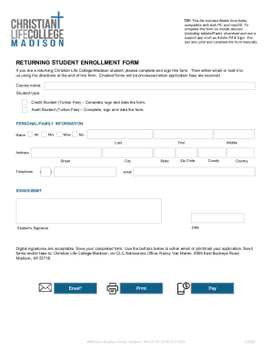 Fillable Online RETURNING STUDENT ENROLLMENT FORM - storage.snappages ...